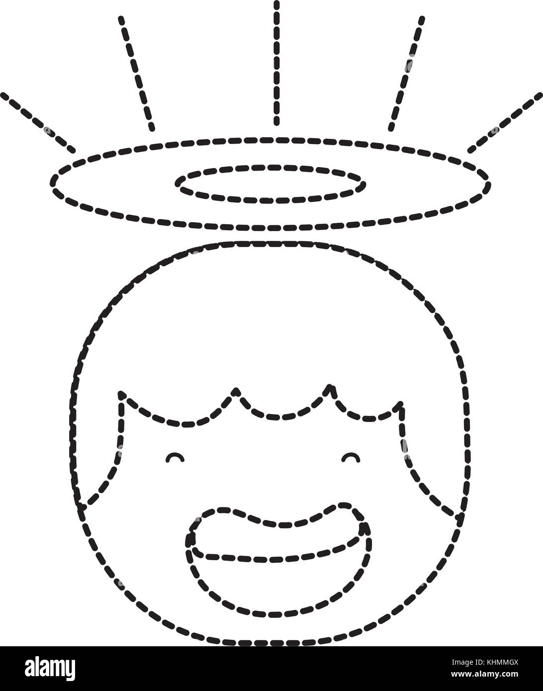 dotted shape tender happy angel head with aureole design vector ...