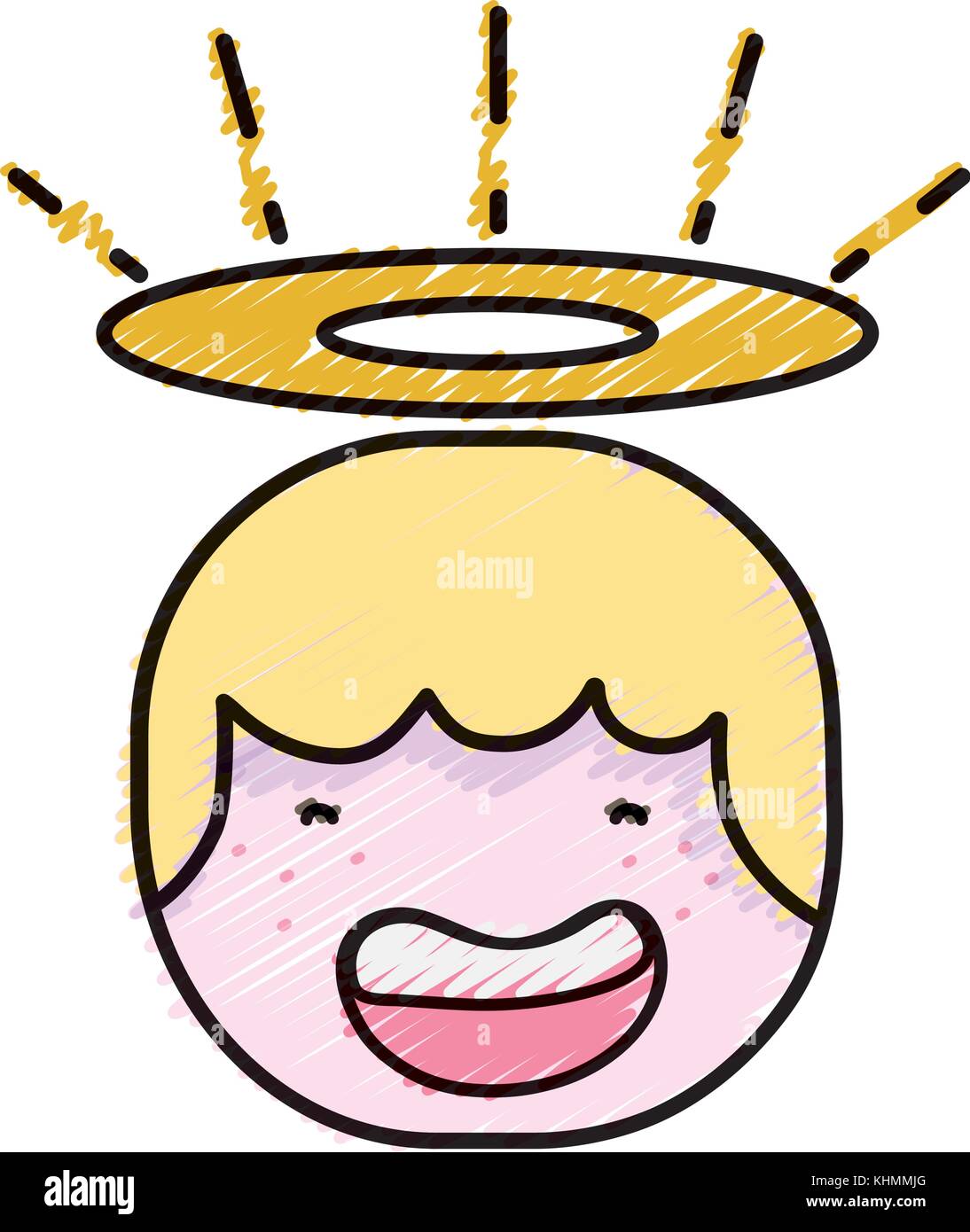 grated tender happy angel head with aureole design vector illustration ...