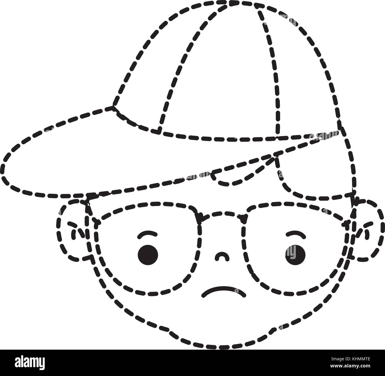 Sad boy face cartoon illustration Black and White Stock Photos & Images ...