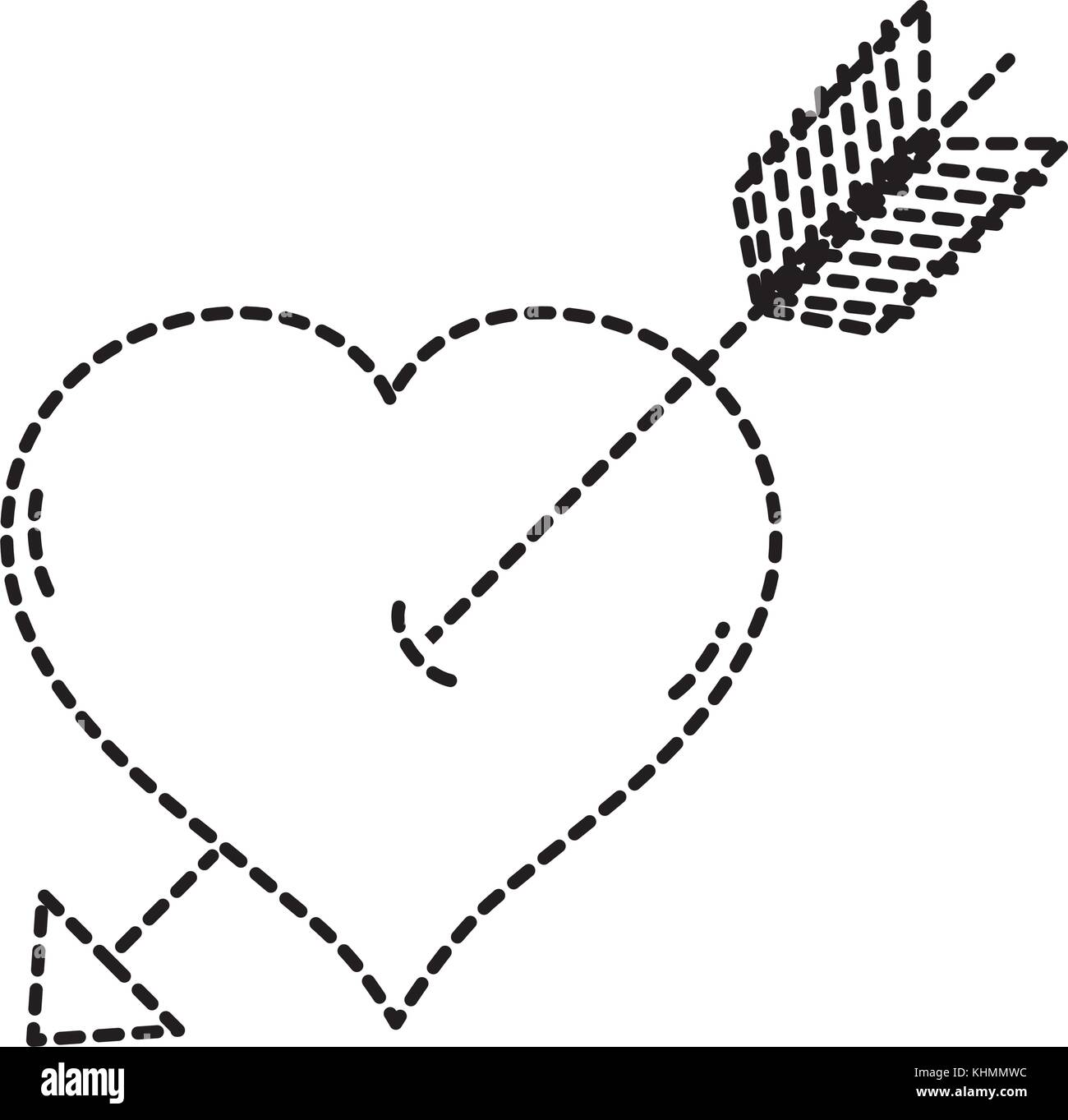 dotted shape arrow inside romantic heart design vector illustration ...