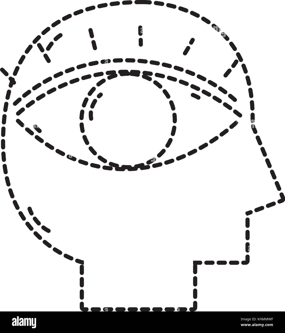 dotted shape silhouette man with eye vision design inside vector ...