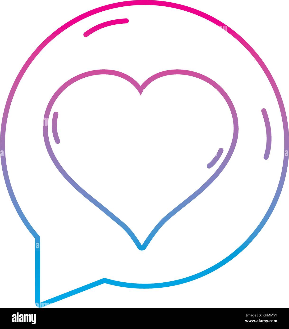 line chat bubble with heart inside to love message vector illustration ...