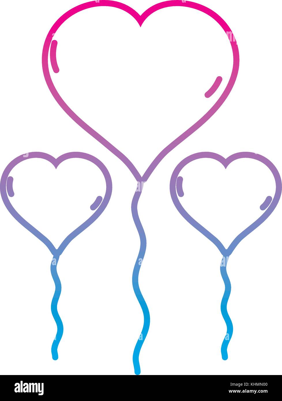 line balloons to shape heart design decoration vector illustration ...