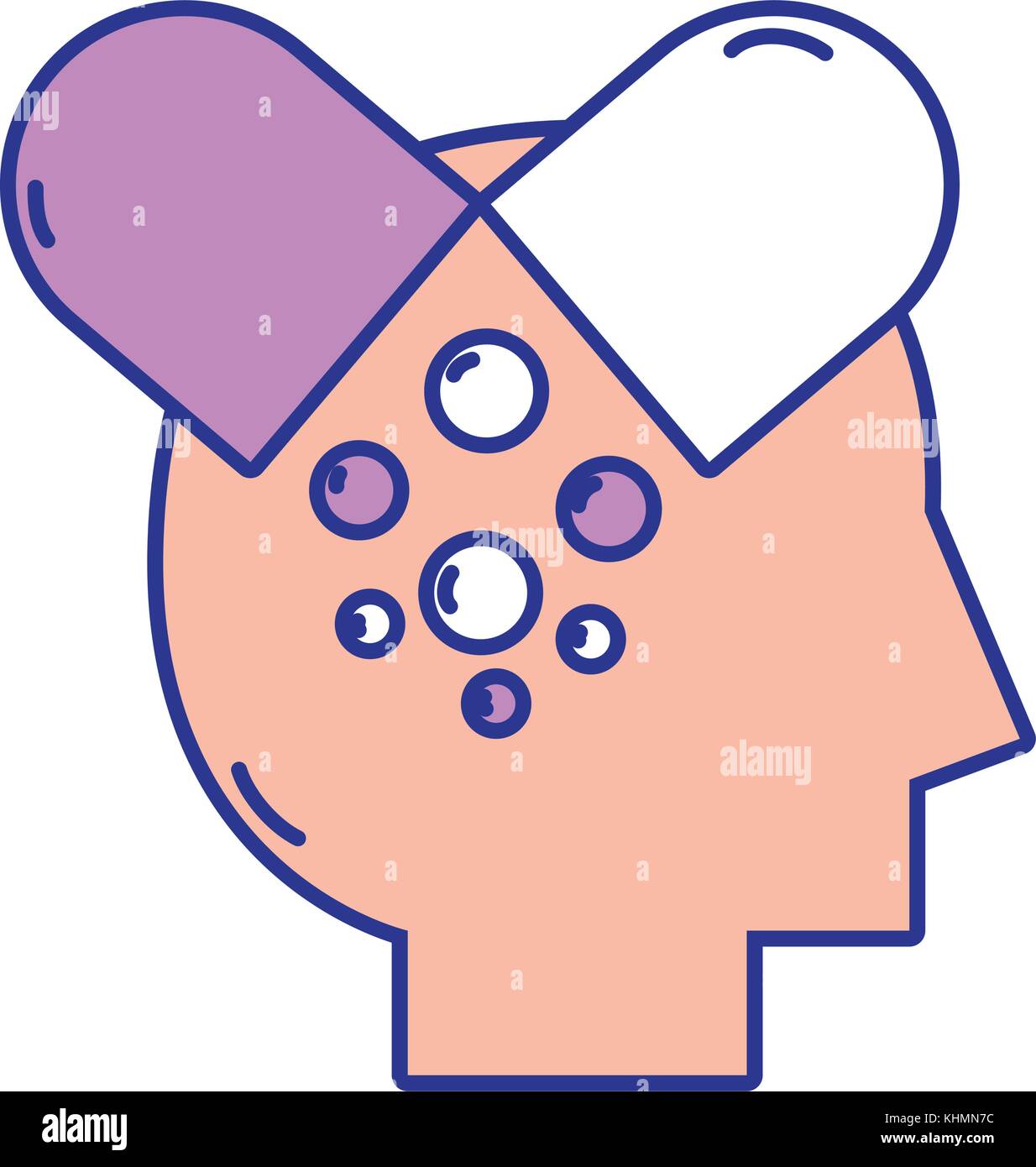 silhouette man with pill drug treatment inside vector illustration ...