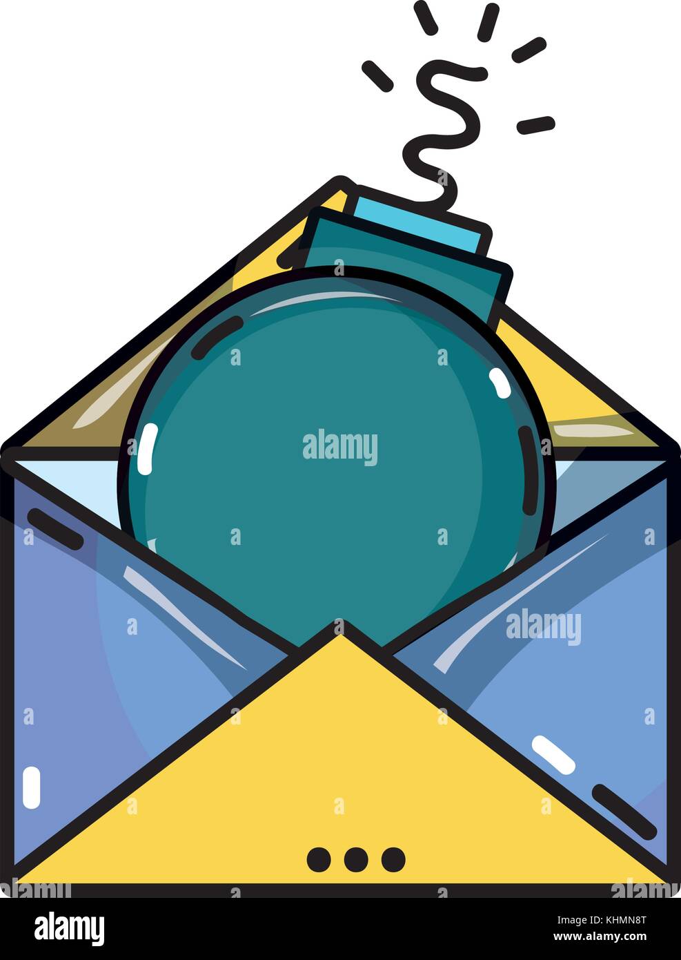 e-mail message information with bomb virus inside vector illustration ...
