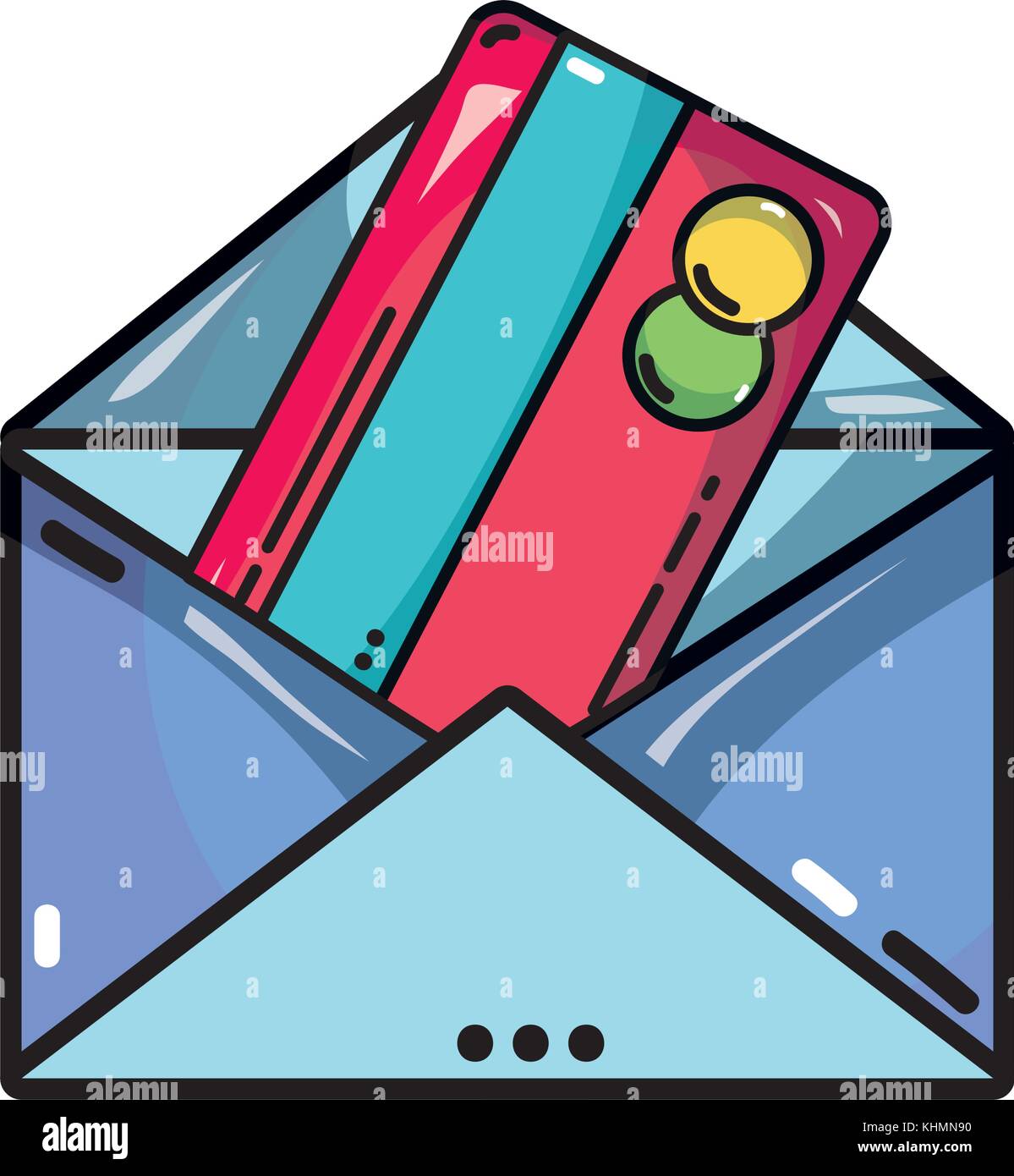 e-mail text message with credit card inside vector illustration Stock ...