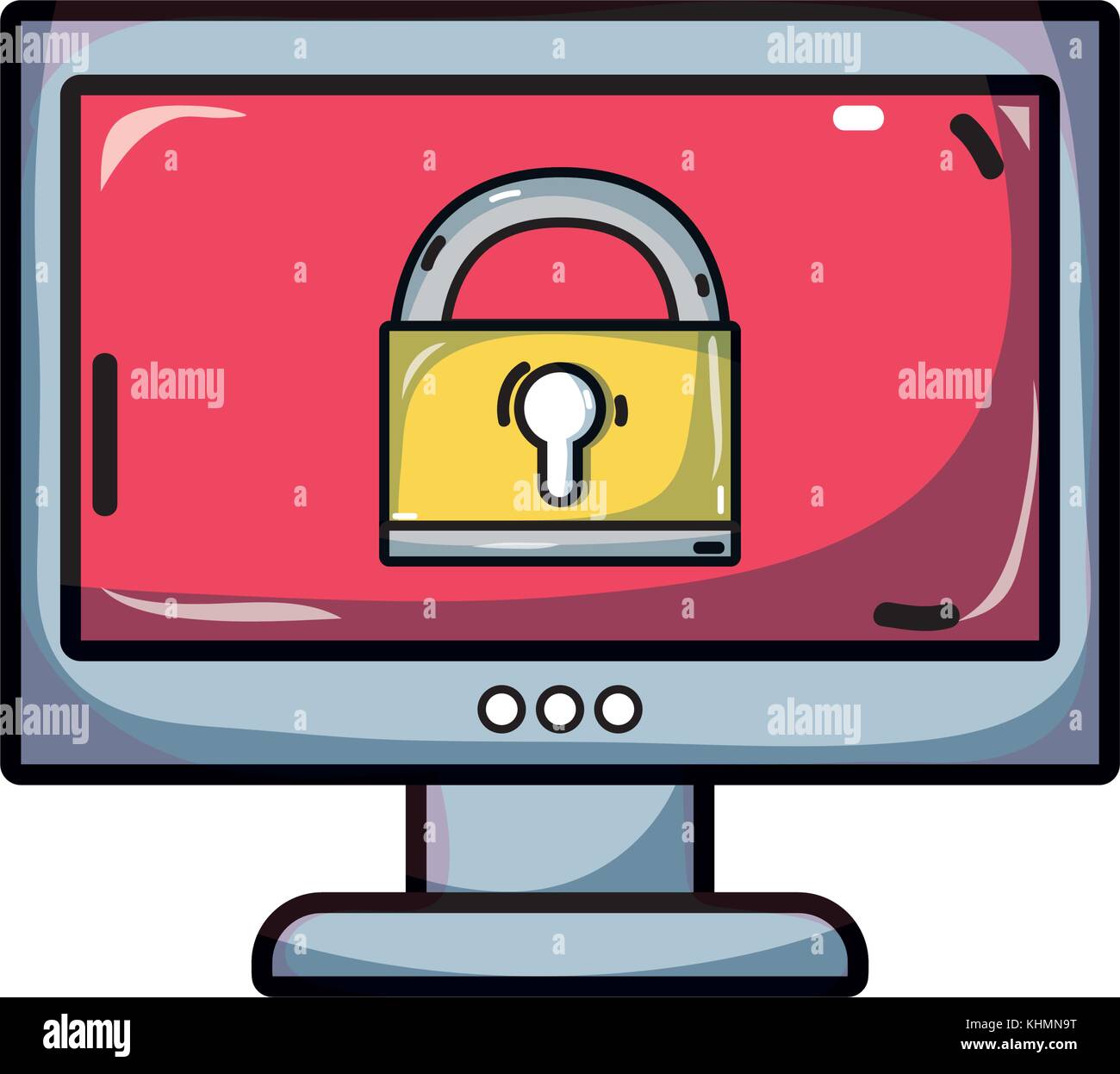 padlock security protect inside computer technology vector illustration ...
