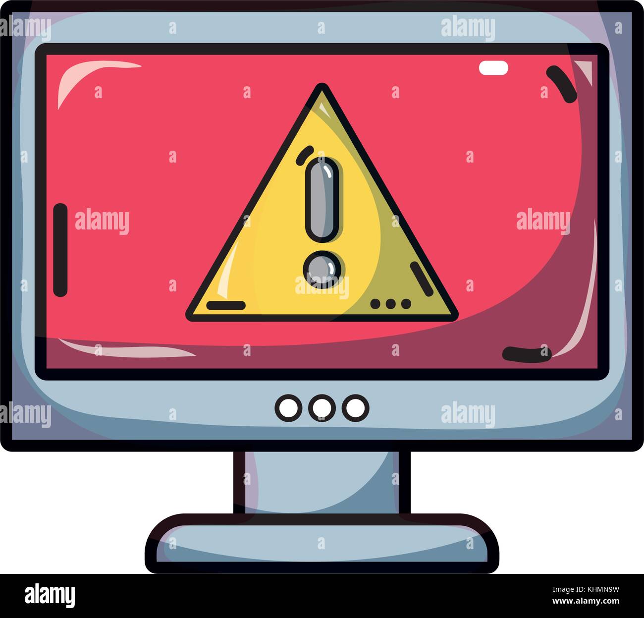 caution emblem alert inside computer technology vector illustration ...