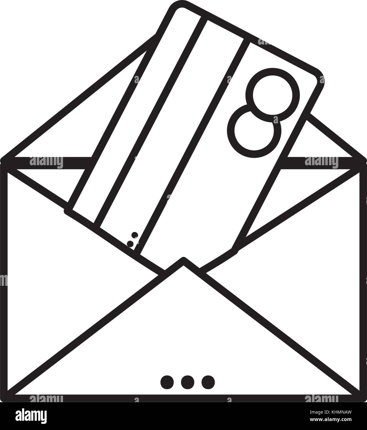 line e-mail text message with credit card inside vector illustration ...