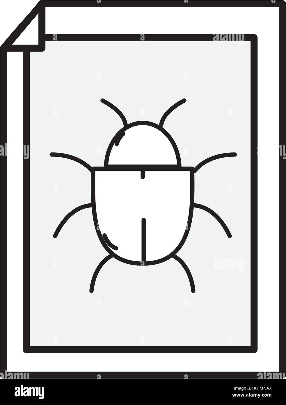 line spider insect to danger symbol inside paper vector illustration ...