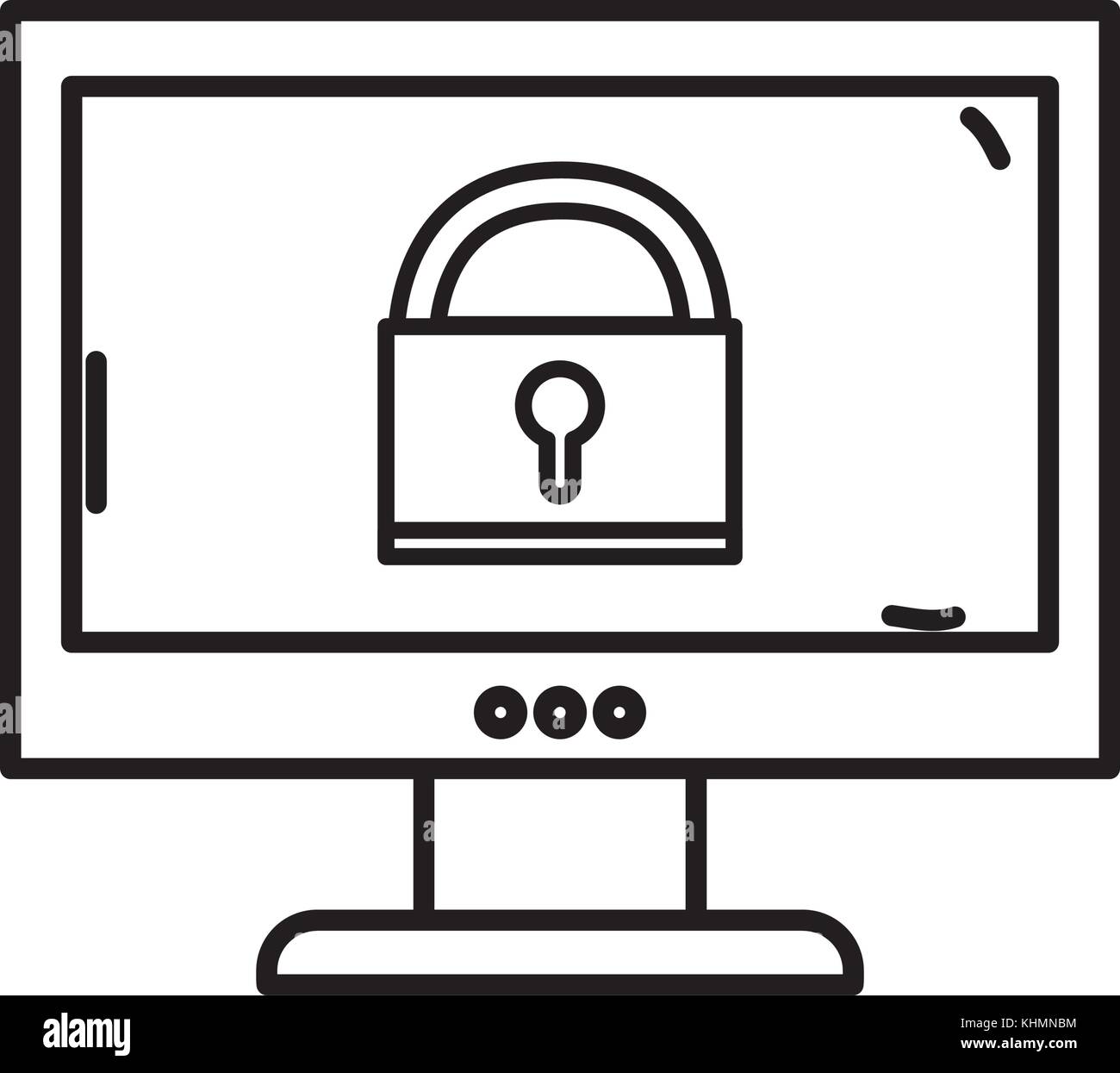 line padlock security protect inside computer technology vector ...