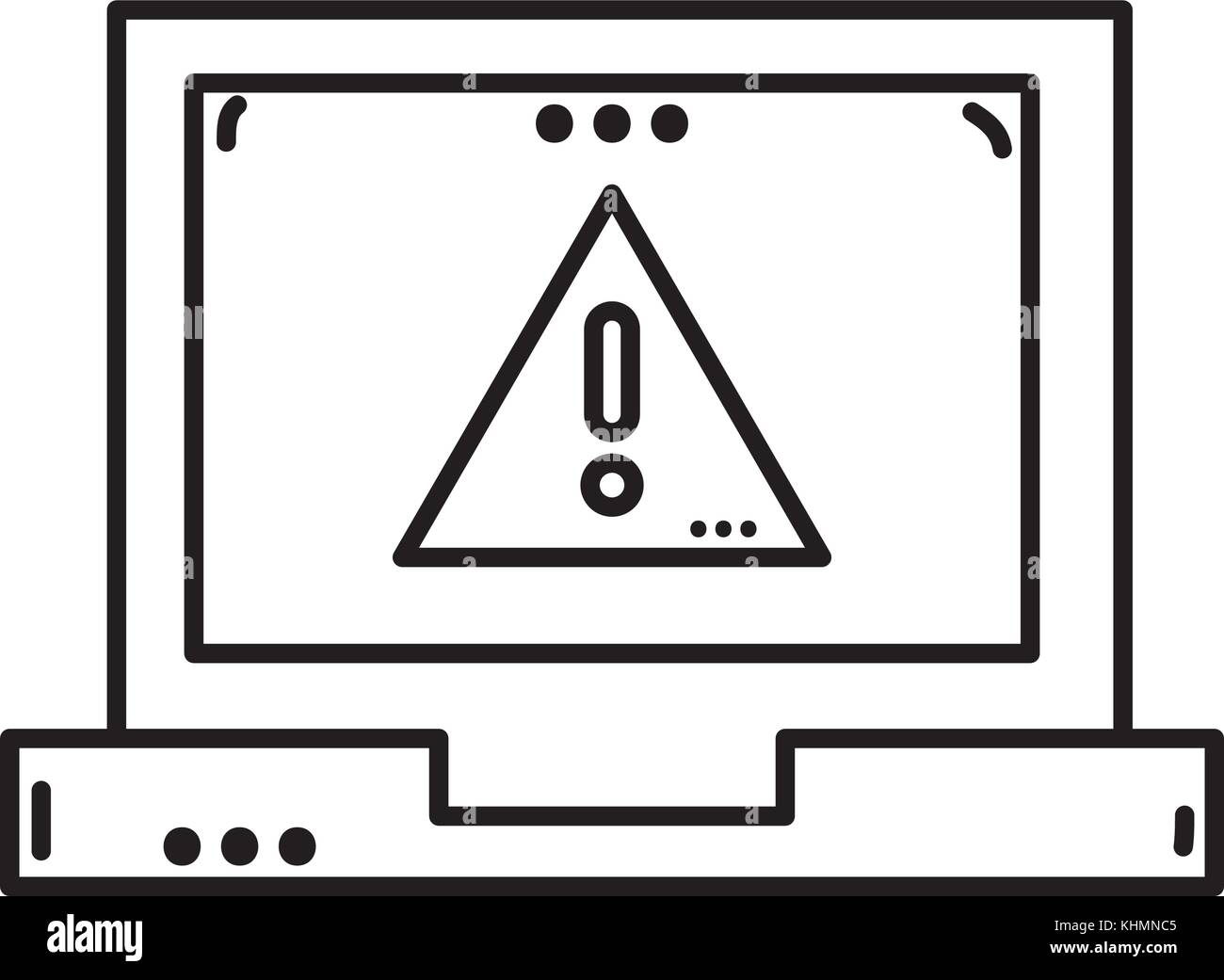 line caution emblem alert inside laptop technology vector illustration ...