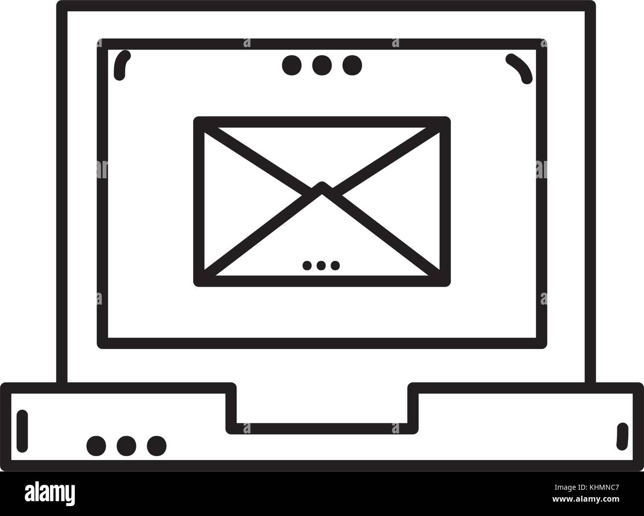 line e-mail text message inside laptop technology vector illustration ...