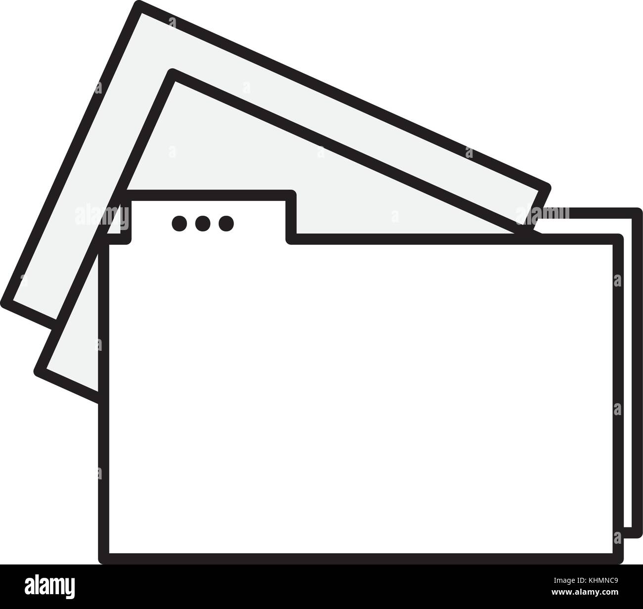 line file folder with documents papers information vector illustration ...
