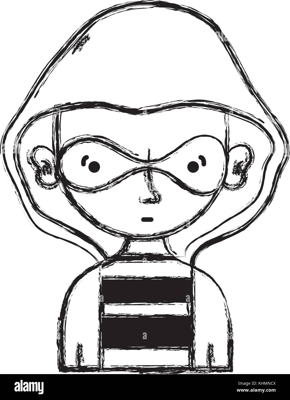 figure thief criminal with mask and coat hood vector illustration Stock ...