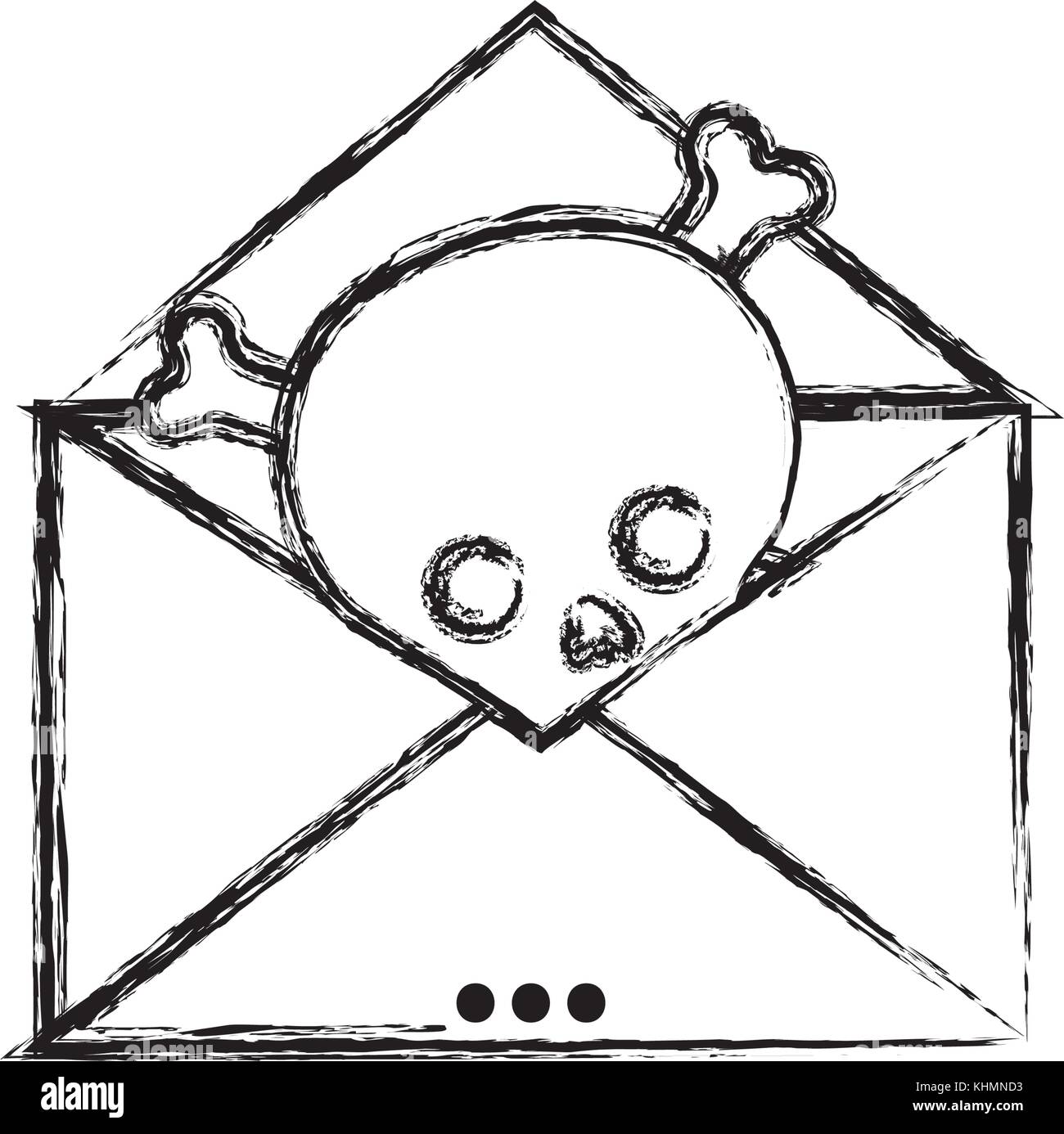 figure e-mail letter message with danger skull virus vector ...