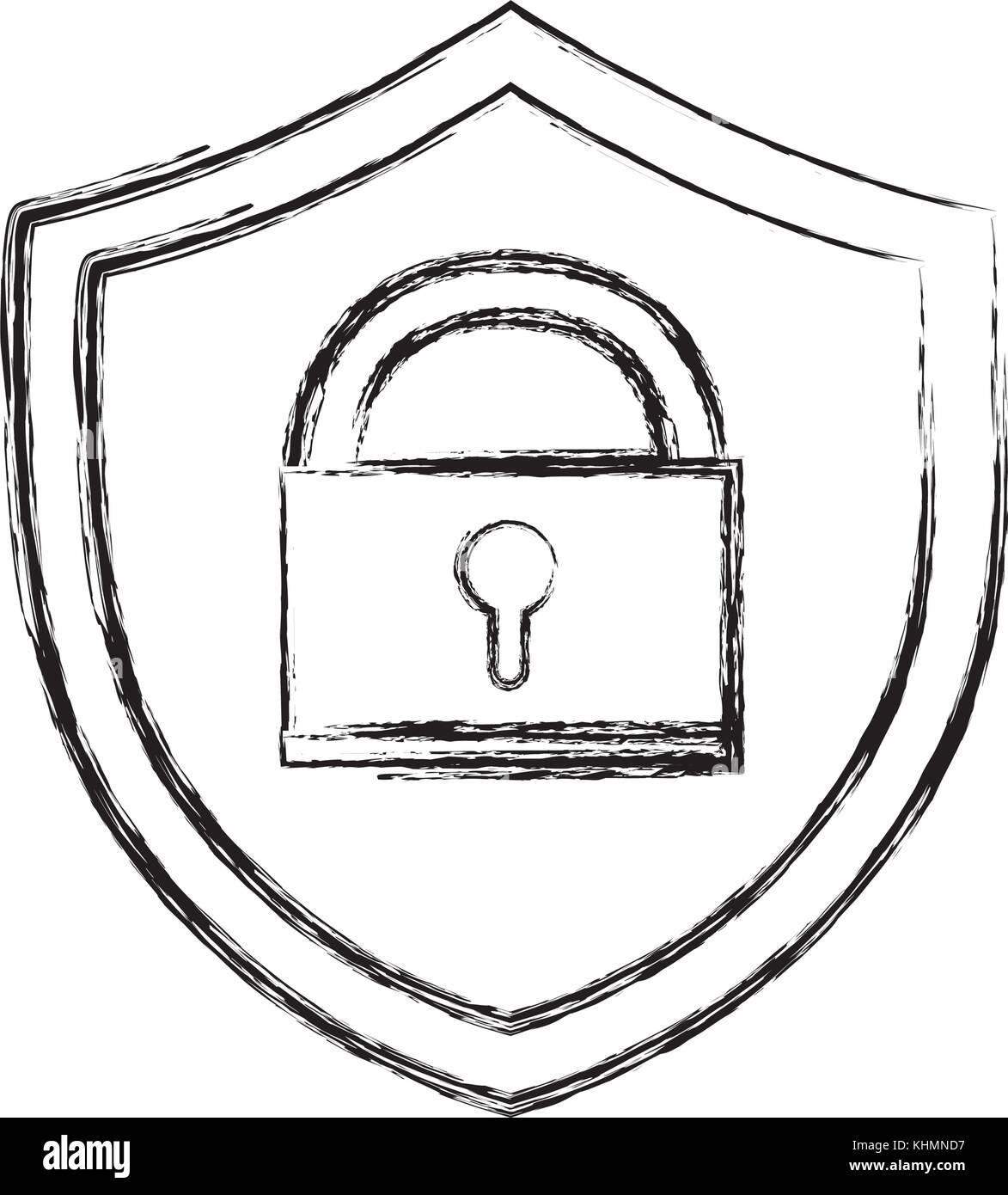 figure shield protection with padlock symbol security vector ...