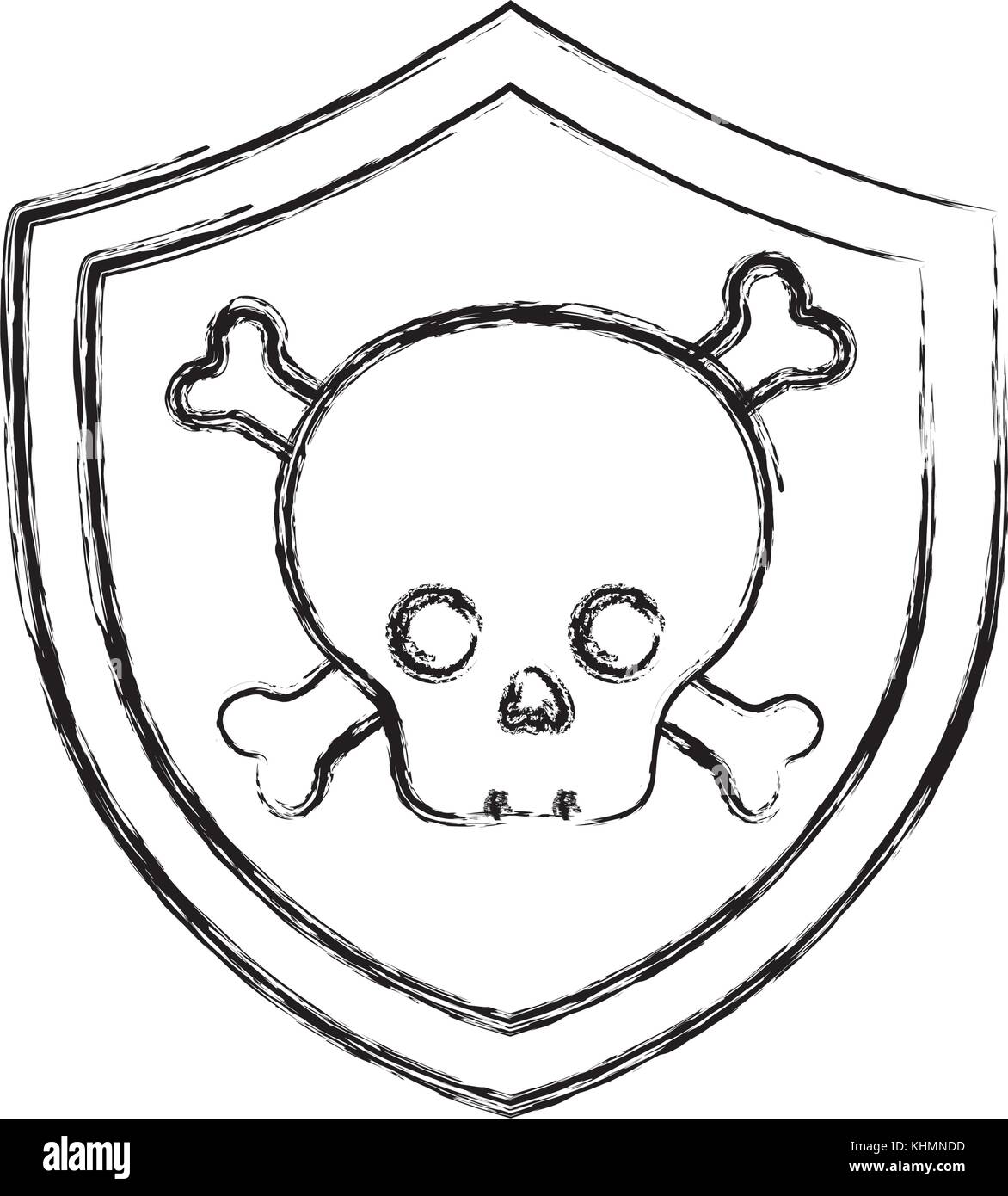 figure security shield with dangerous skull bones inside vector ...
