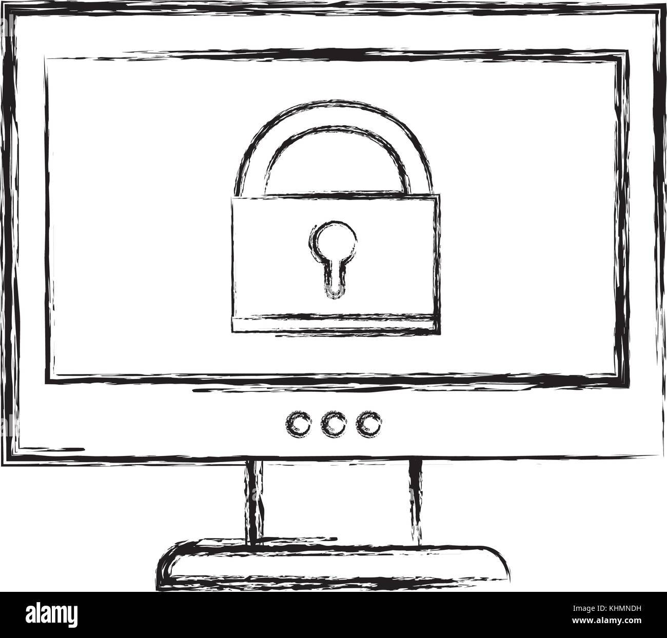 figure padlock security protect inside computer technology vector ...