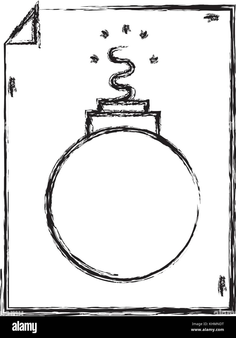 figure danger bomb weapon destruction inside paper vector illustration ...