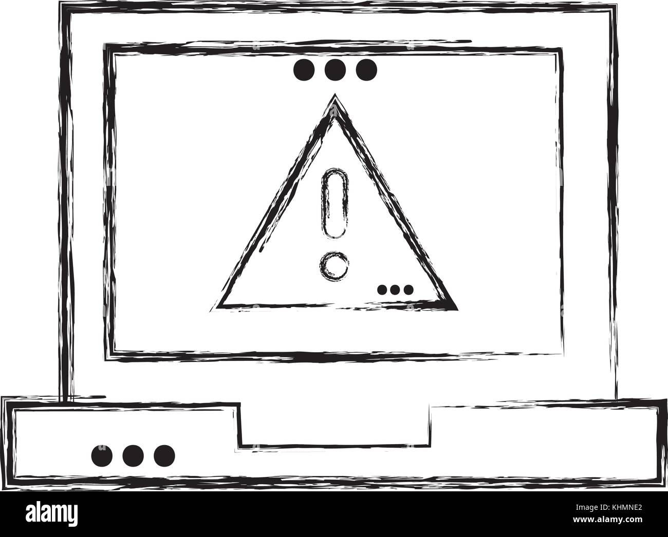 figure caution emblem alert inside laptop technology vector ...