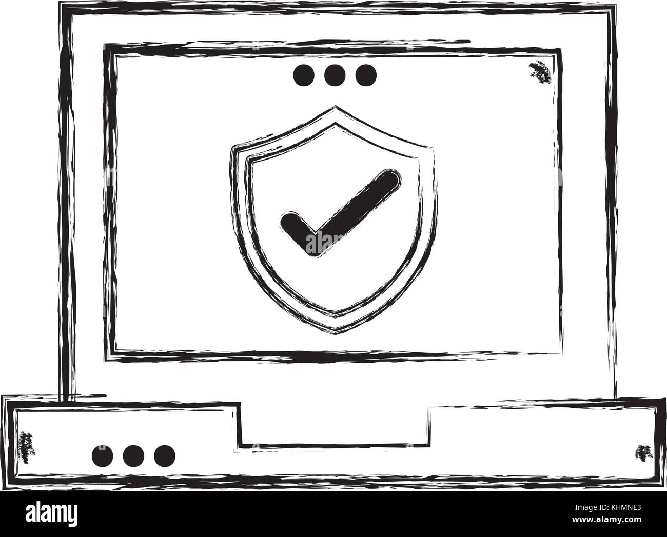 figure shield security protection inside laptop technology vector ...