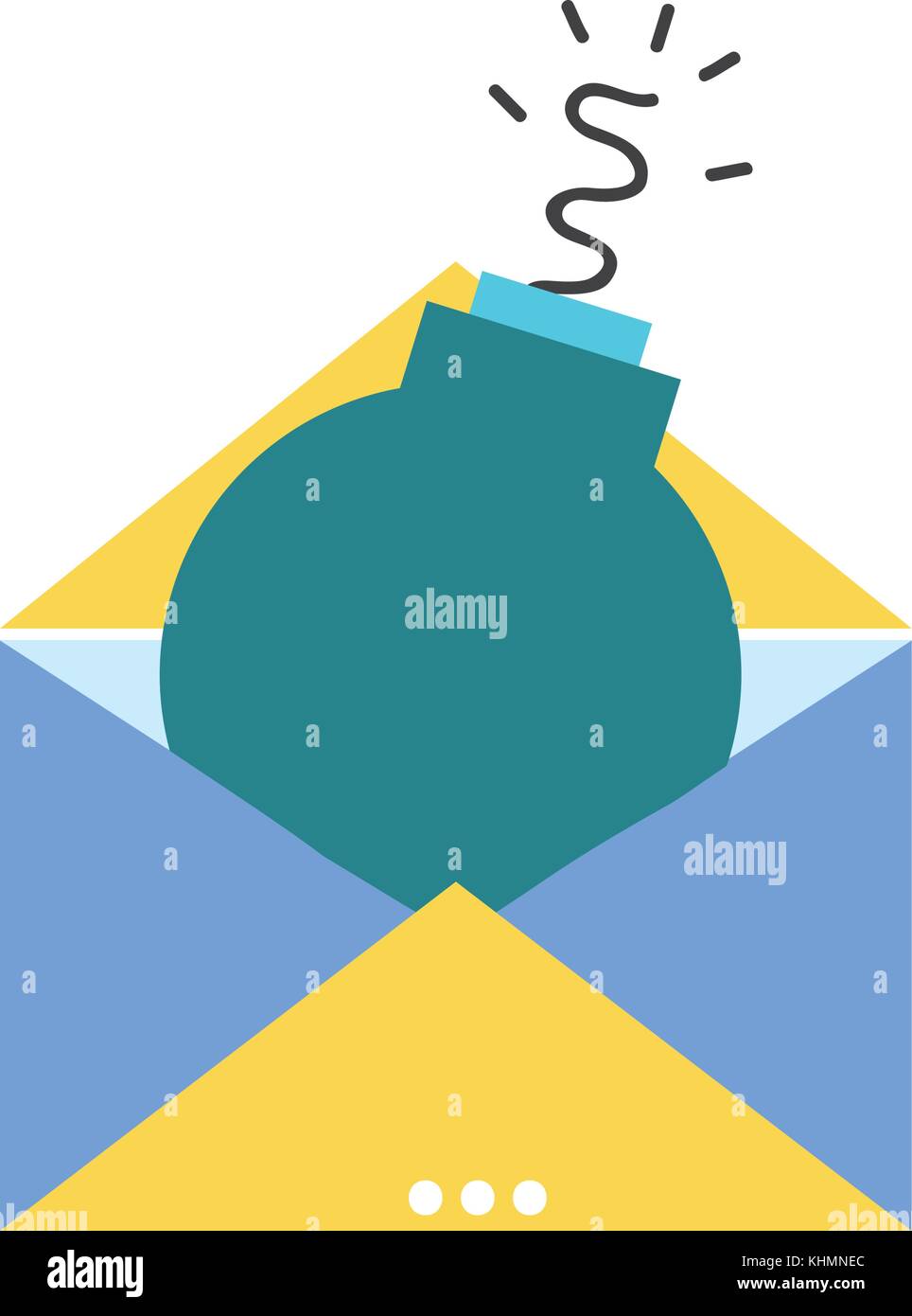 e-mail message information with bomb virus inside vector illustration ...