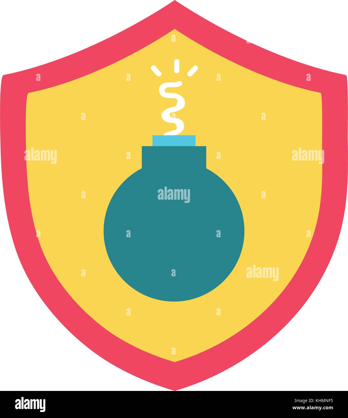 dangerous bomb inside security shield object vector illustration Stock ...