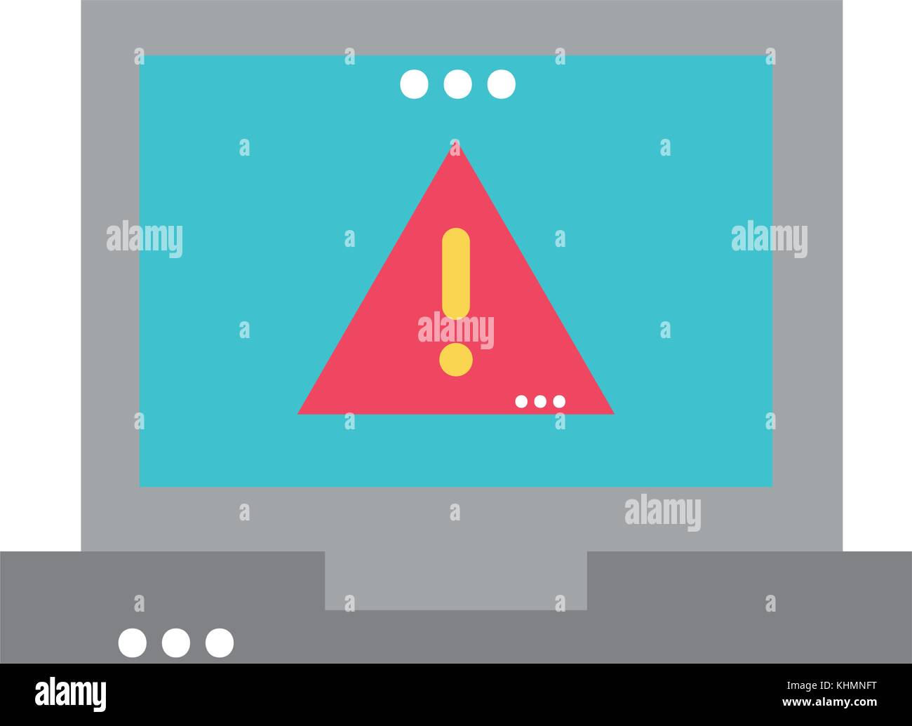 caution emblem alert inside laptop technology vector illustration Stock ...