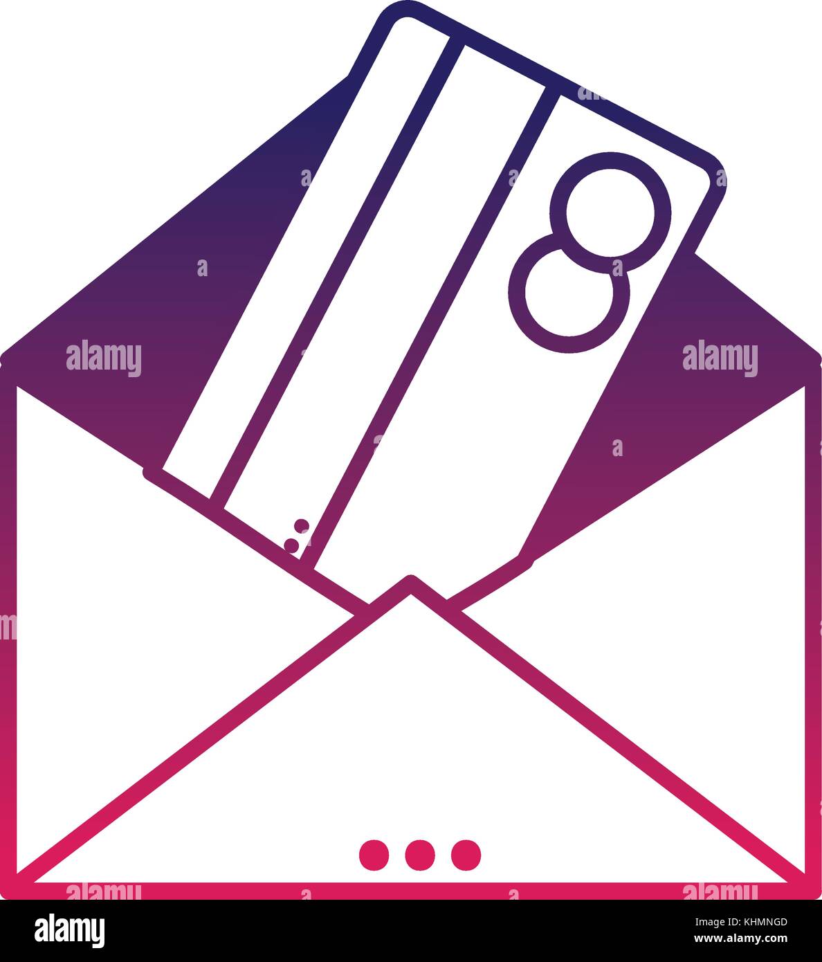 silhouette e-mail text message with credit card inside vector ...