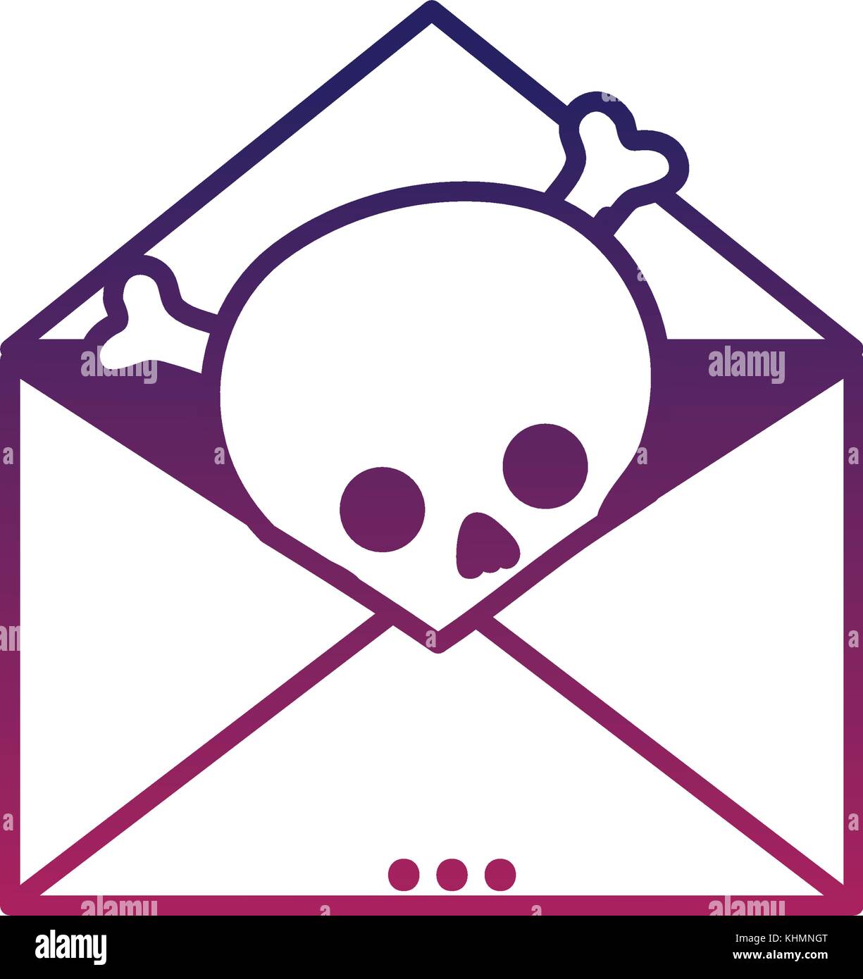 silhouette e-mail letter message with danger skull virus vector ...