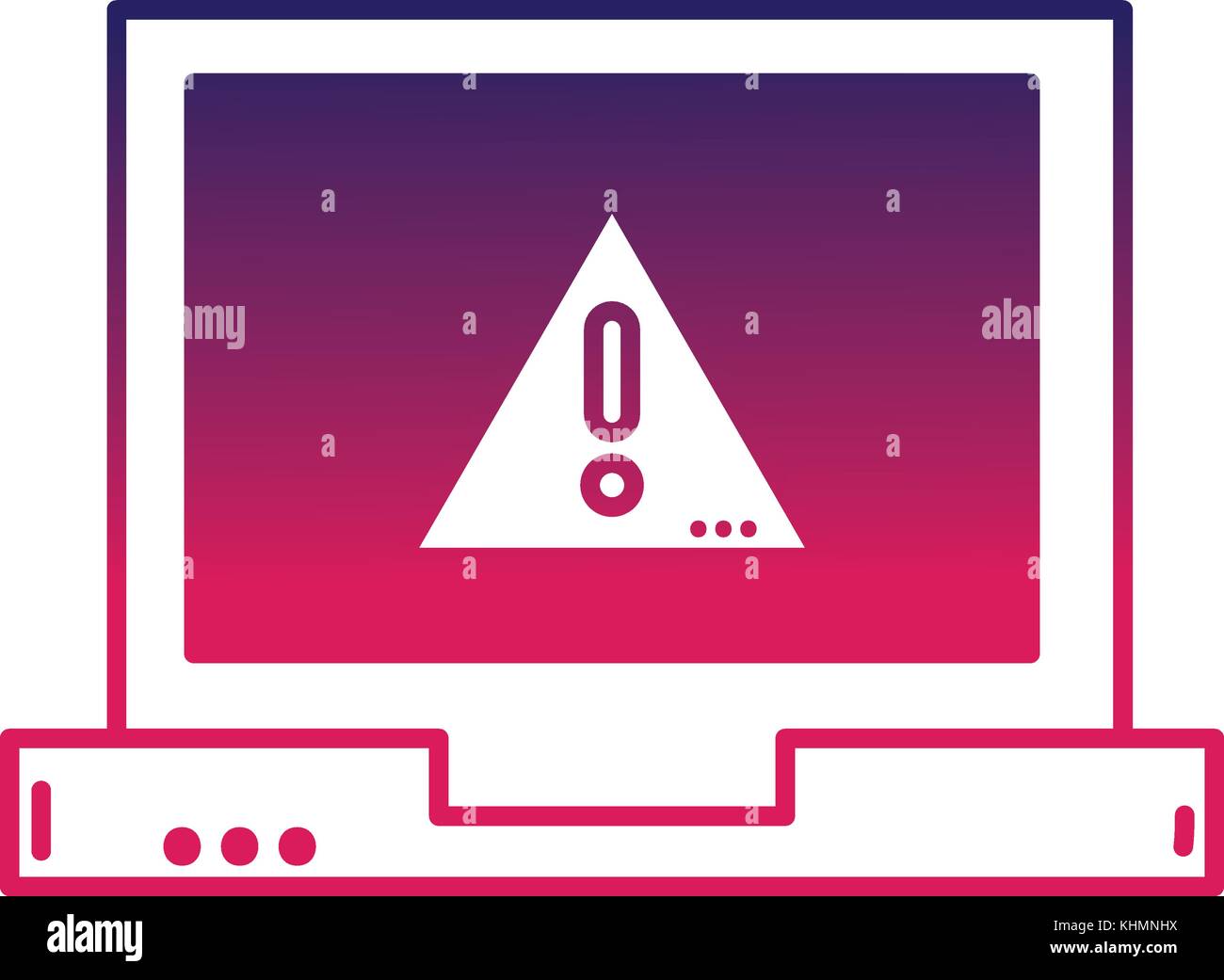 silhouette caution emblem alert inside laptop technology vector ...