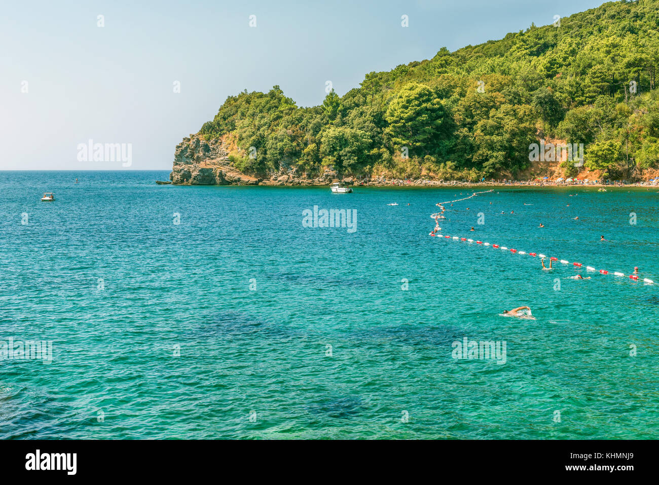 Fragment of Mogren beach in Budva, Montenegro is one of the most ...