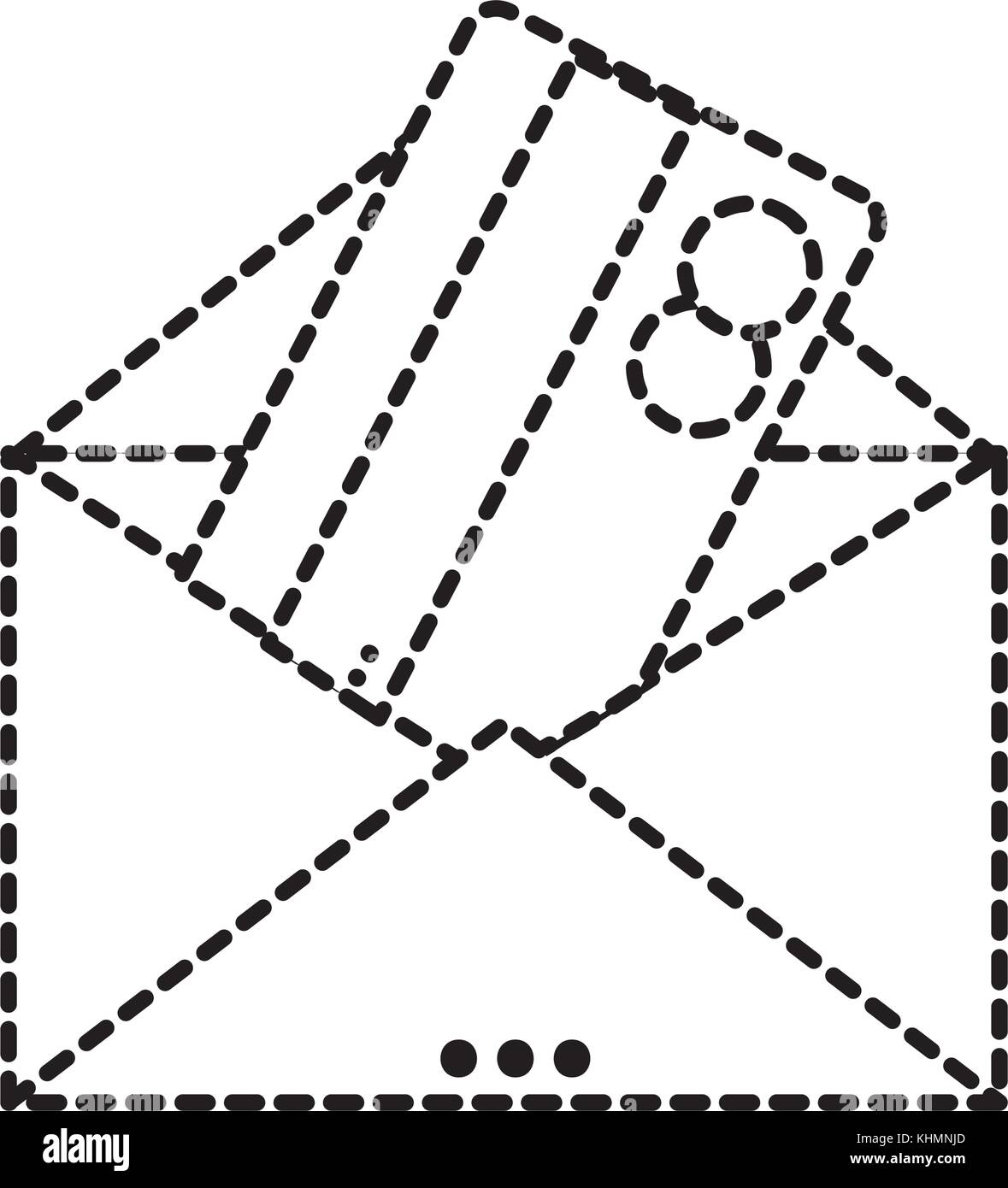 dotted shape e-mail text message with credit card inside vector ...