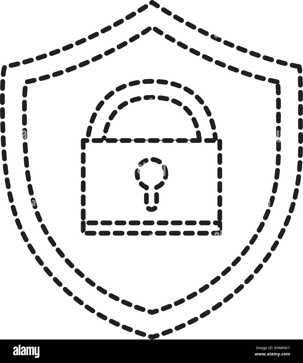 dotted shape shield protection with padlock symbol security vector ...