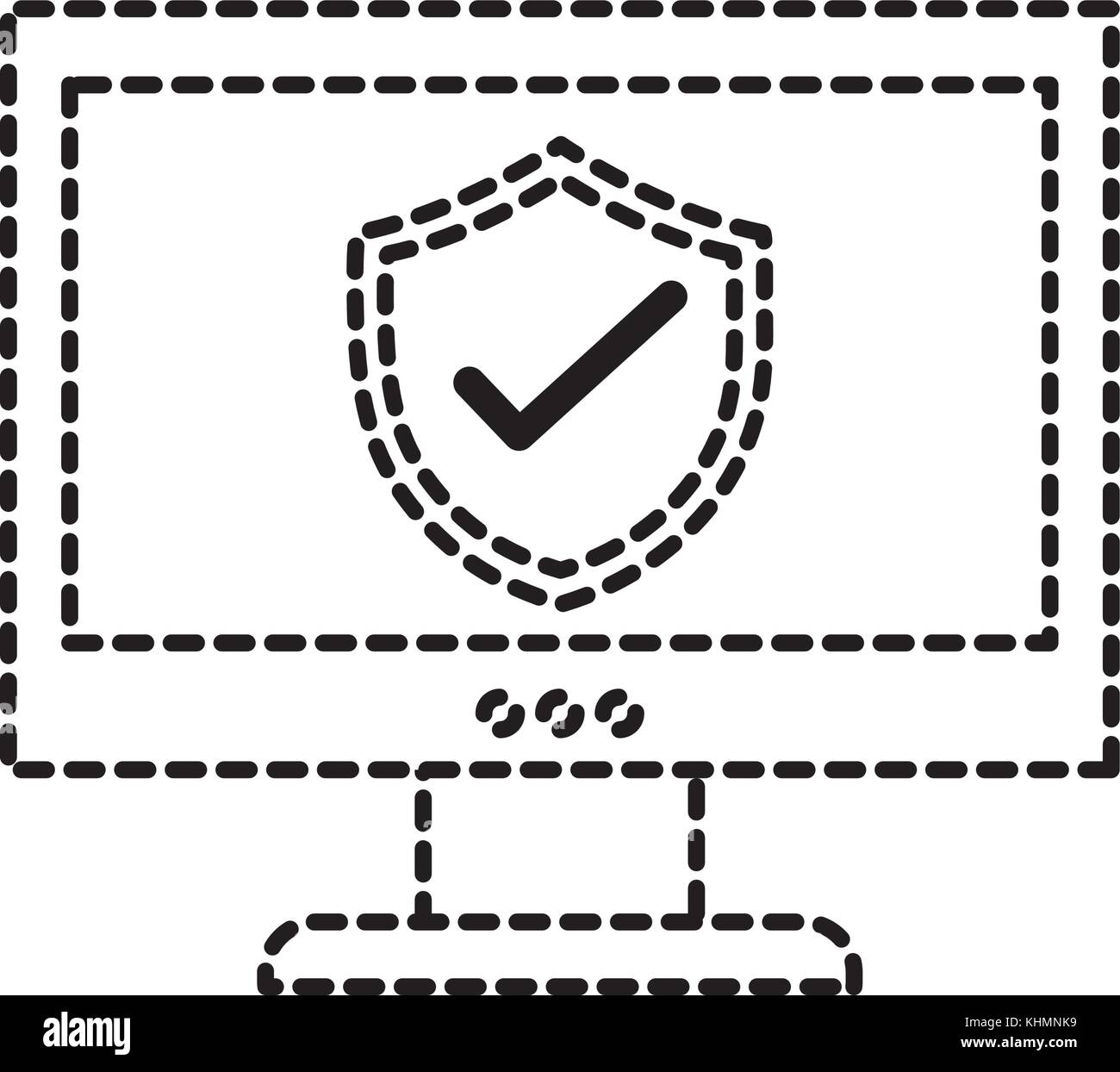 dotted shape shield security protection inside computer technology ...