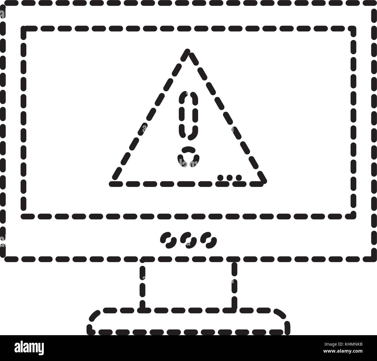 dotted shape caution emblem alert inside computer technology vector ...