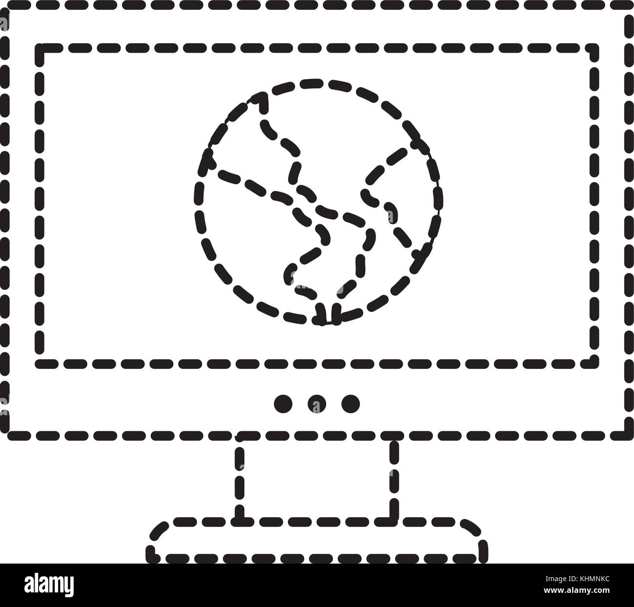 dotted shape global earth planet inside computer technology vector ...