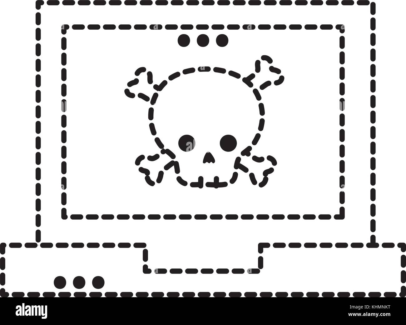 dotted shape dancer skull bones caution inside laptop technology vector ...