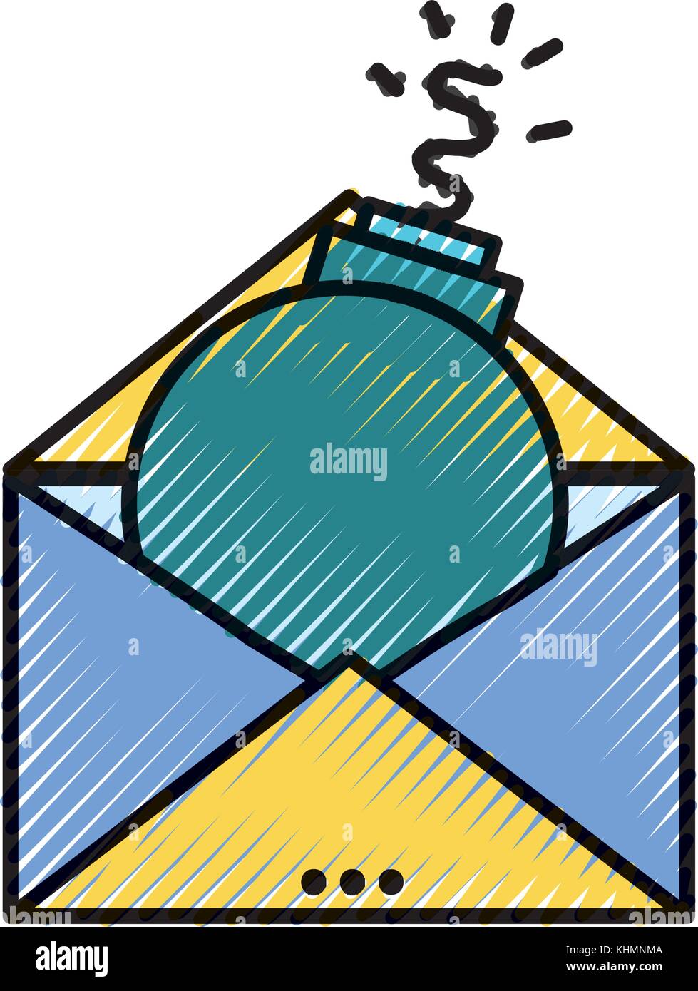 grated e-mail message information with bomb virus inside vector ...