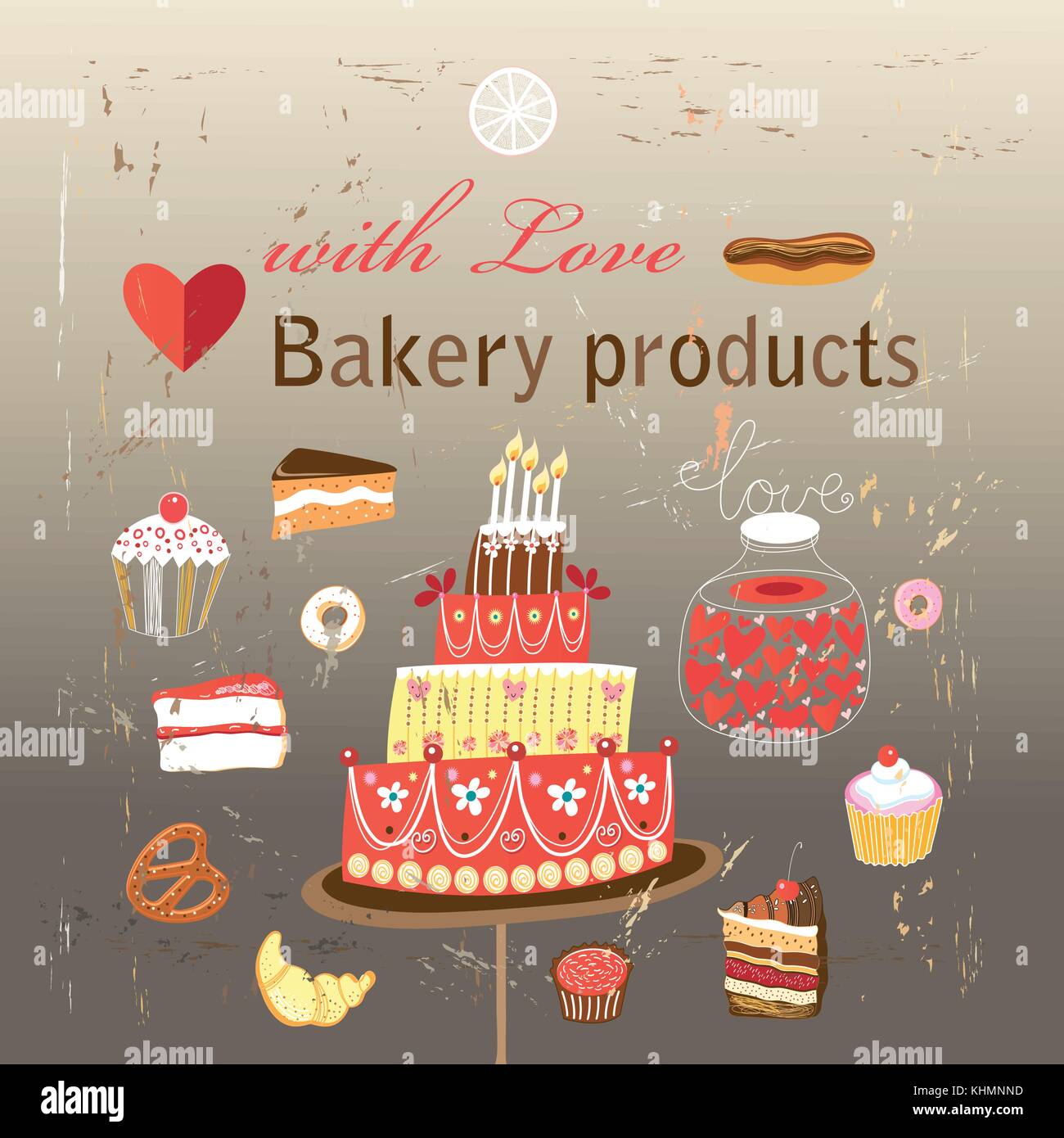 Vector set of different baking on a dark background Stock Vector Image ...