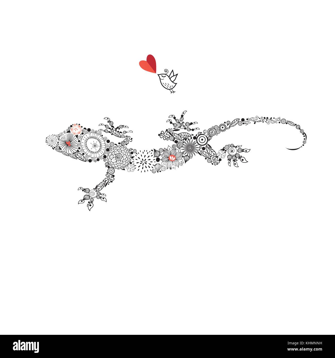 Ornamental beautiful gecko on a white background Stock Vector Image ...