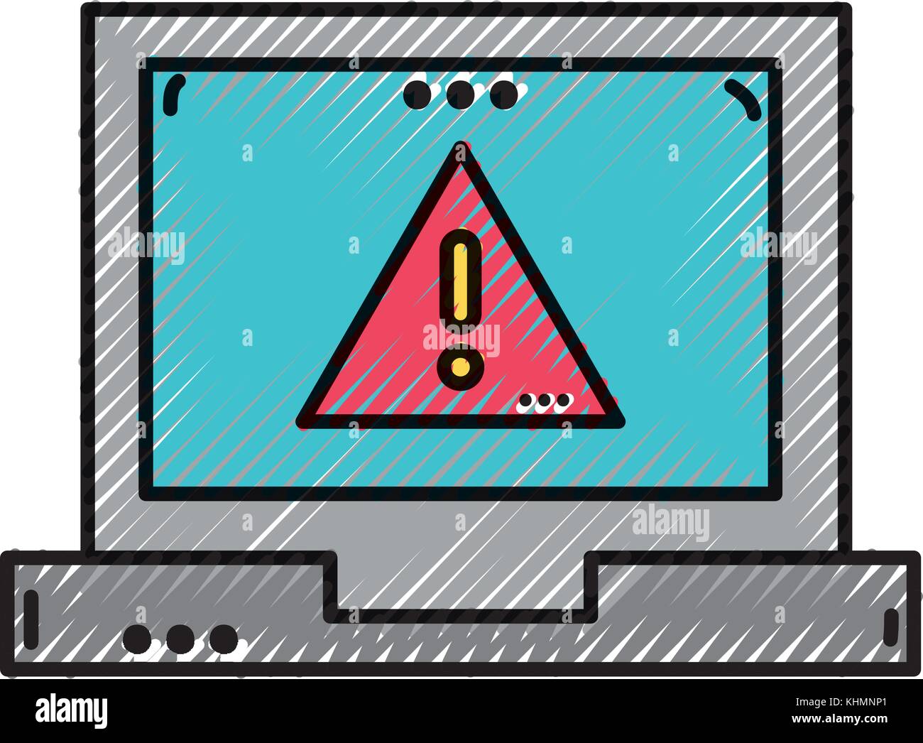 grated caution emblem alert inside laptop technology vector ...