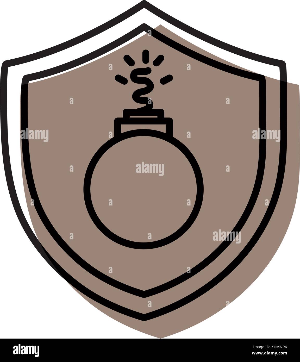 dangerous bomb inside security shield object vector illustration Stock ...