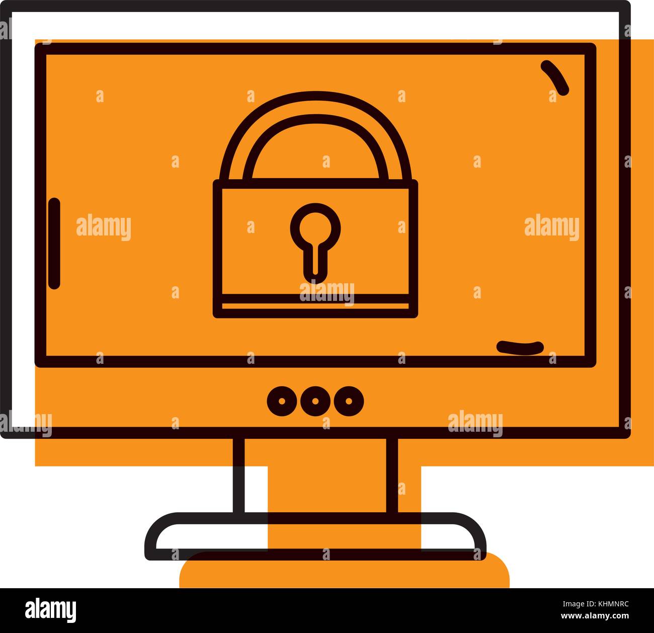 padlock security protect inside computer technology vector illustration ...