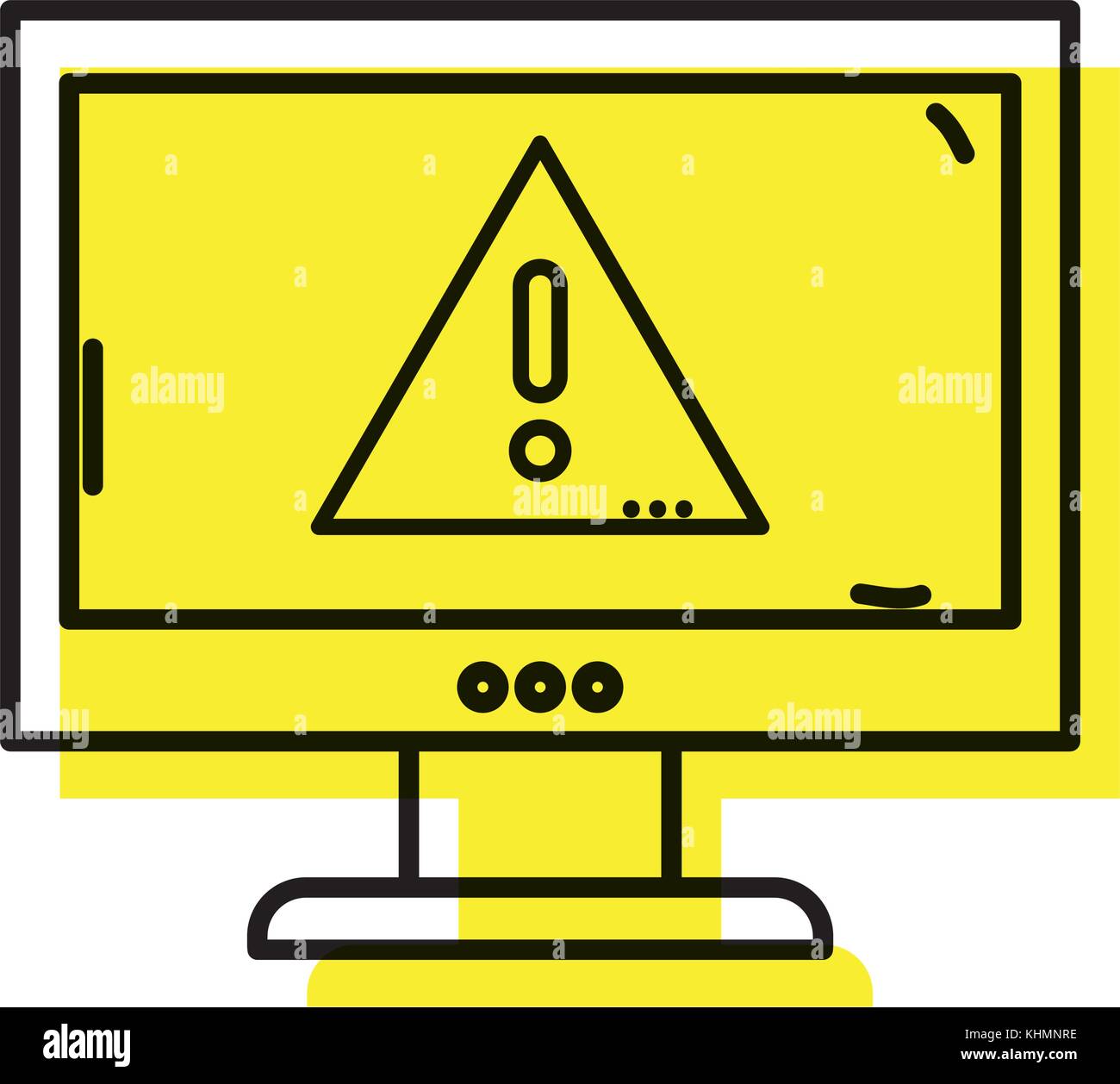 caution emblem alert inside computer technology vector illustration ...