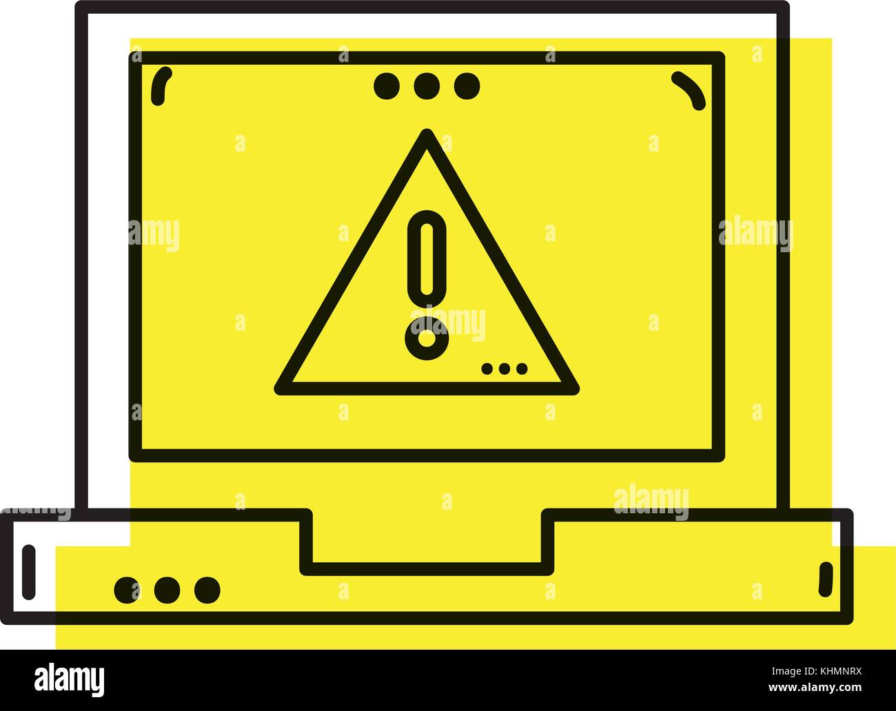 caution emblem alert inside laptop technology vector illustration Stock ...