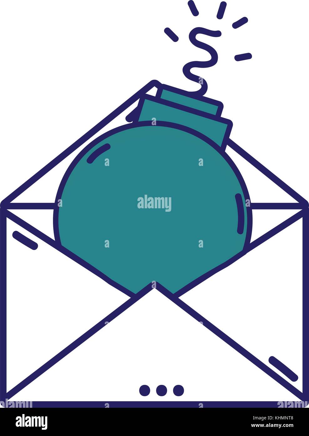 e-mail message information with bomb virus inside vector illustration ...