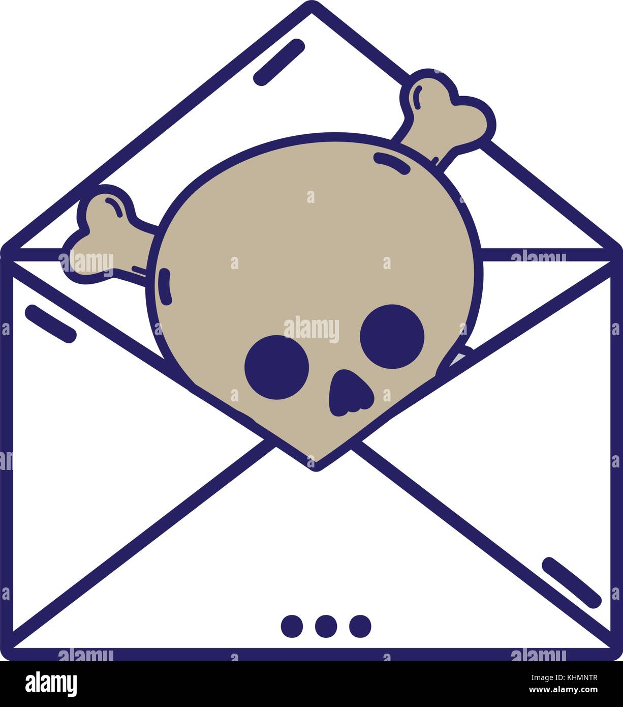 e-mail letter message with danger skull virus vector illustration Stock ...