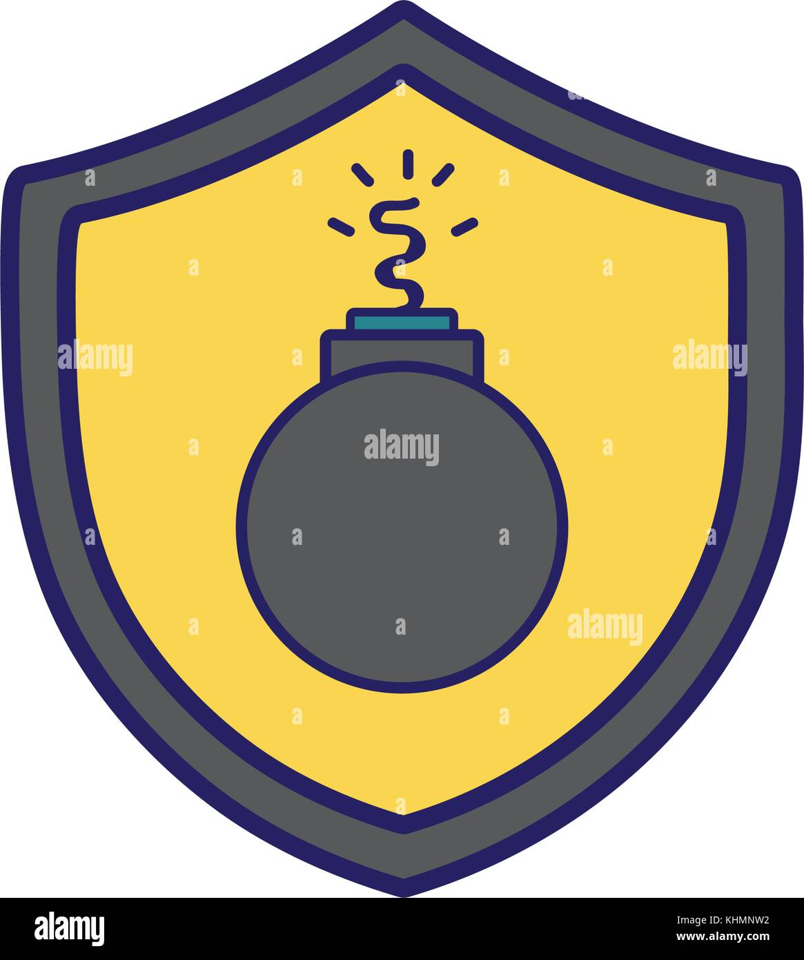 dangerous bomb inside security shield object vector illustration Stock ...
